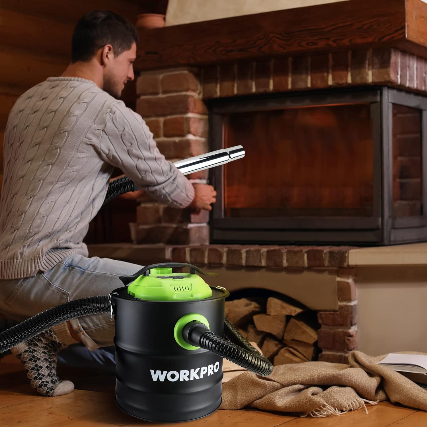 WORKPRO 5.2 Gallon Ash Vacuum, 5.5 Peak Horsepower Ash Vac Cleaner with ...