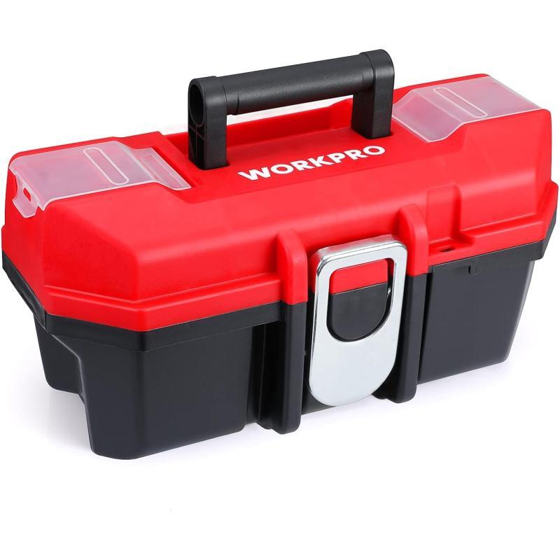 WORKPRO Tool Box Portable 13″ with Removable Tray Heavy Duty Toolbox ...