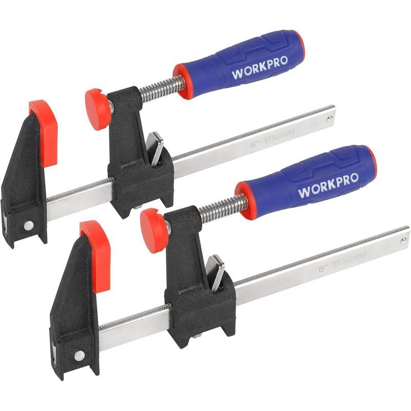 WORKPRO 6-Inch & 12-Inch Steel Bar Clamps Set, 4-pack Quick-Release ...