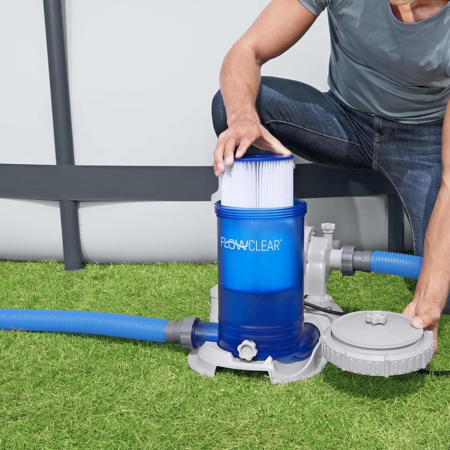 Bestway 58647E-BW Flowclear Transparent Filter Above Ground Pool Pump ...