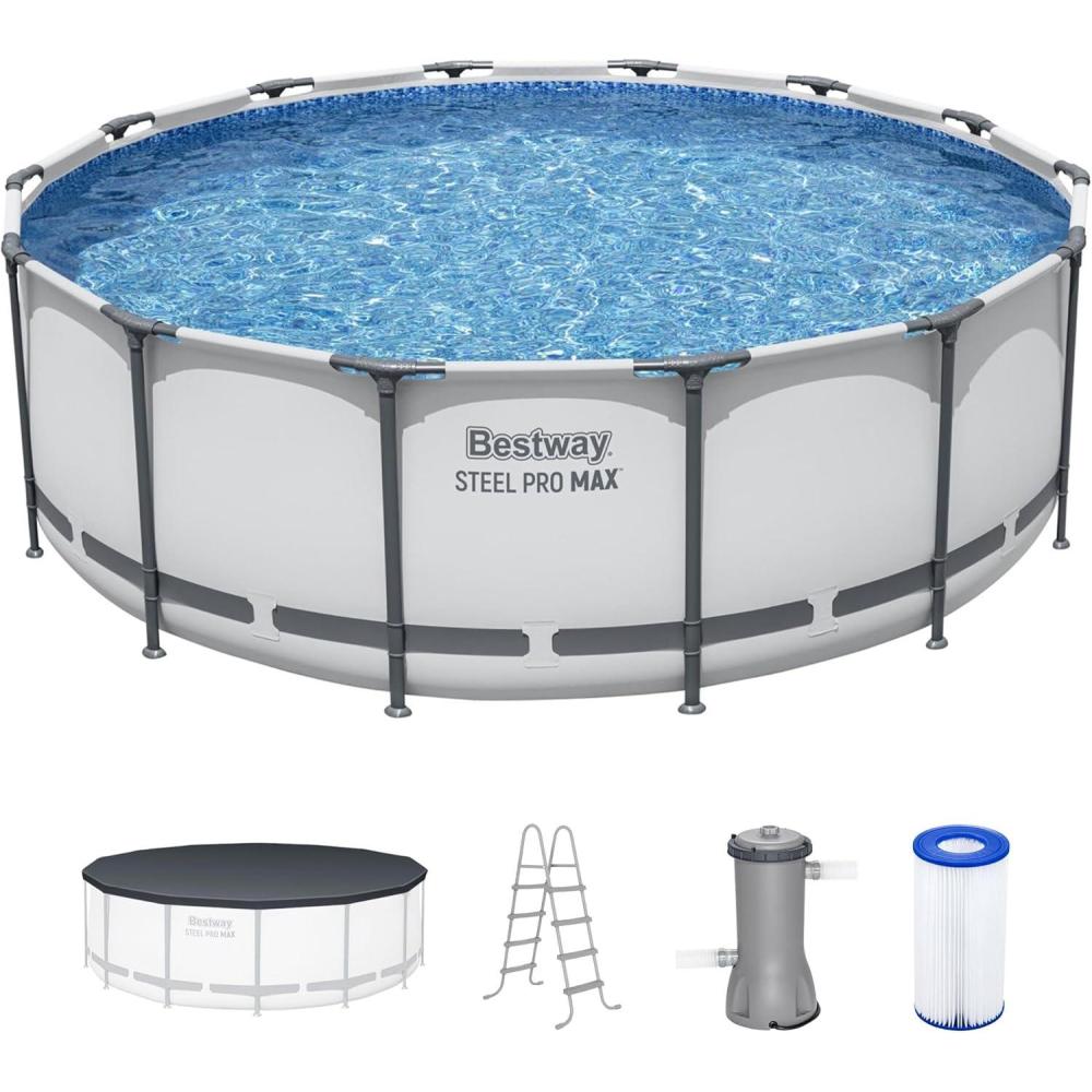 Bestway Steel Pro MAX 14′ x 48″ Above Ground Pool, Round Metal Frame ...
