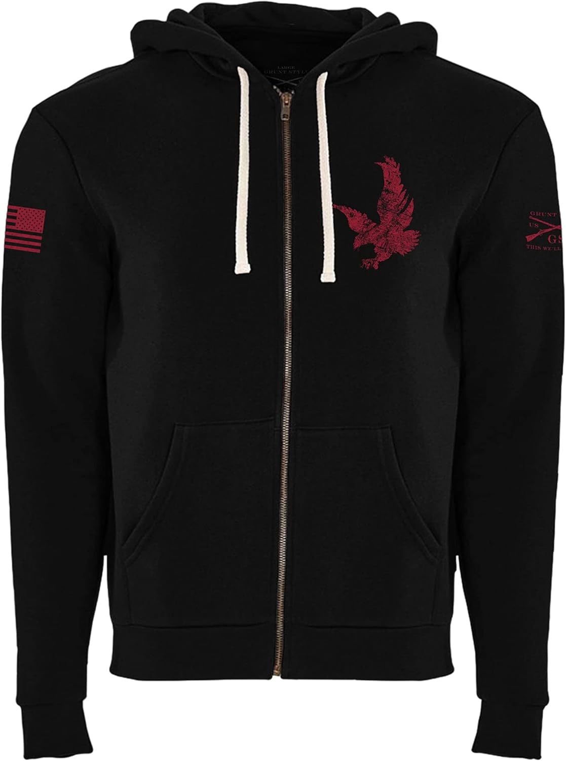 Freedom Flag Full-Zip Hoodie(Black) - Grunt Style