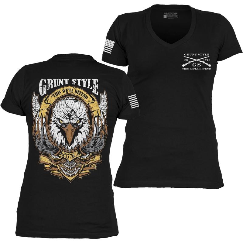 Easy Rider Women’s V-Neck T-Shirt(Black) - Grunt Style