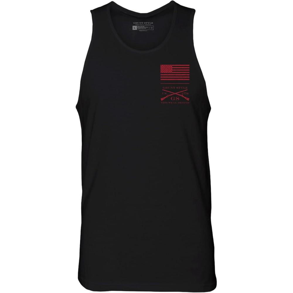 Grunt Style Red Blood Blue Collar™ Men’s Tank Top(Black) - Grunt Style