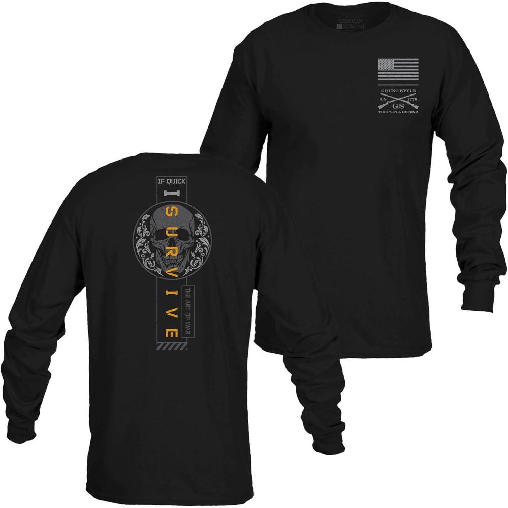 Grunt Style I Survive Men’s Long Sleeve T-Shirt(Black) - Grunt Style