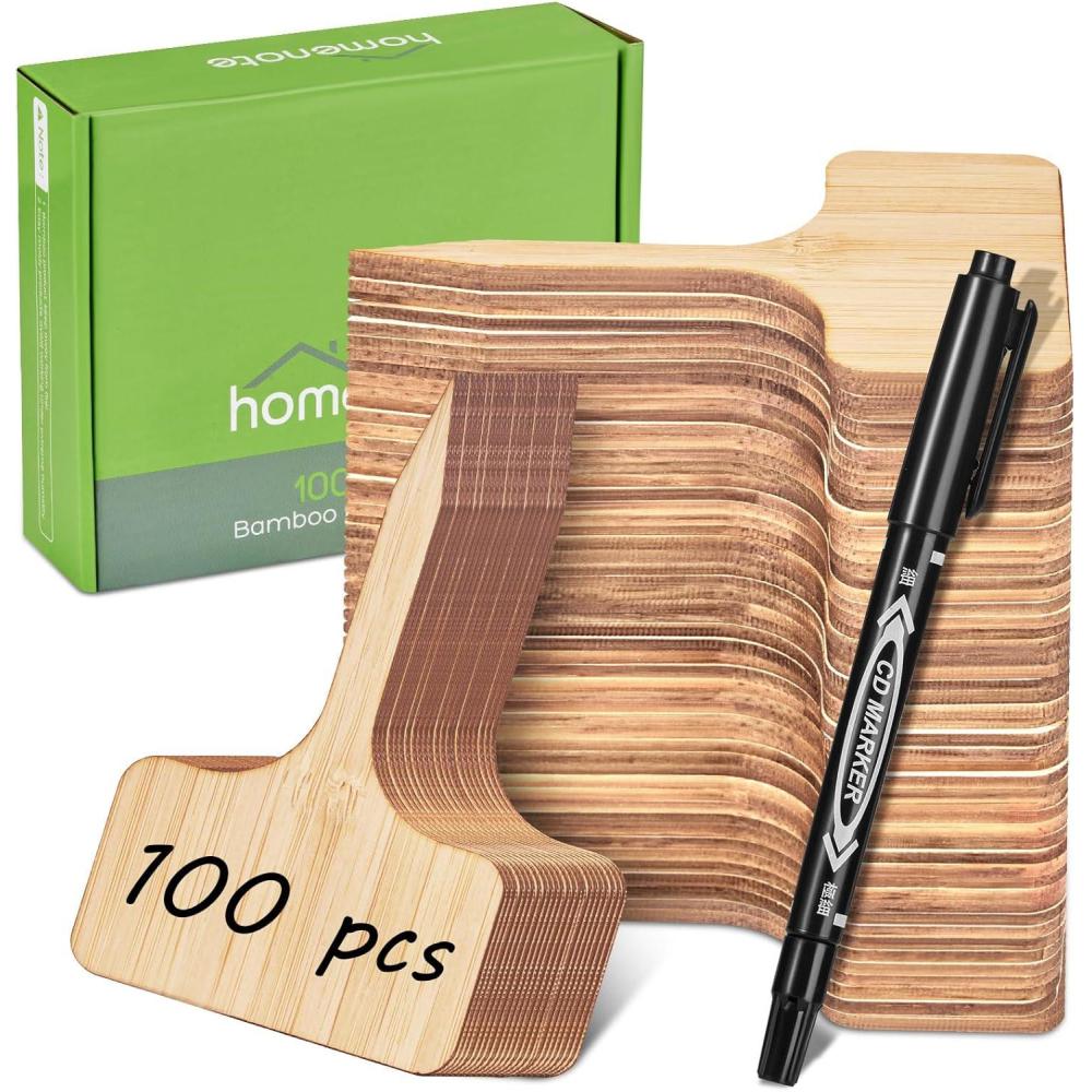 Homenote Bamboo Plant Labels 60Pcs Plant Tags for Seedlings T-Type Tags ...